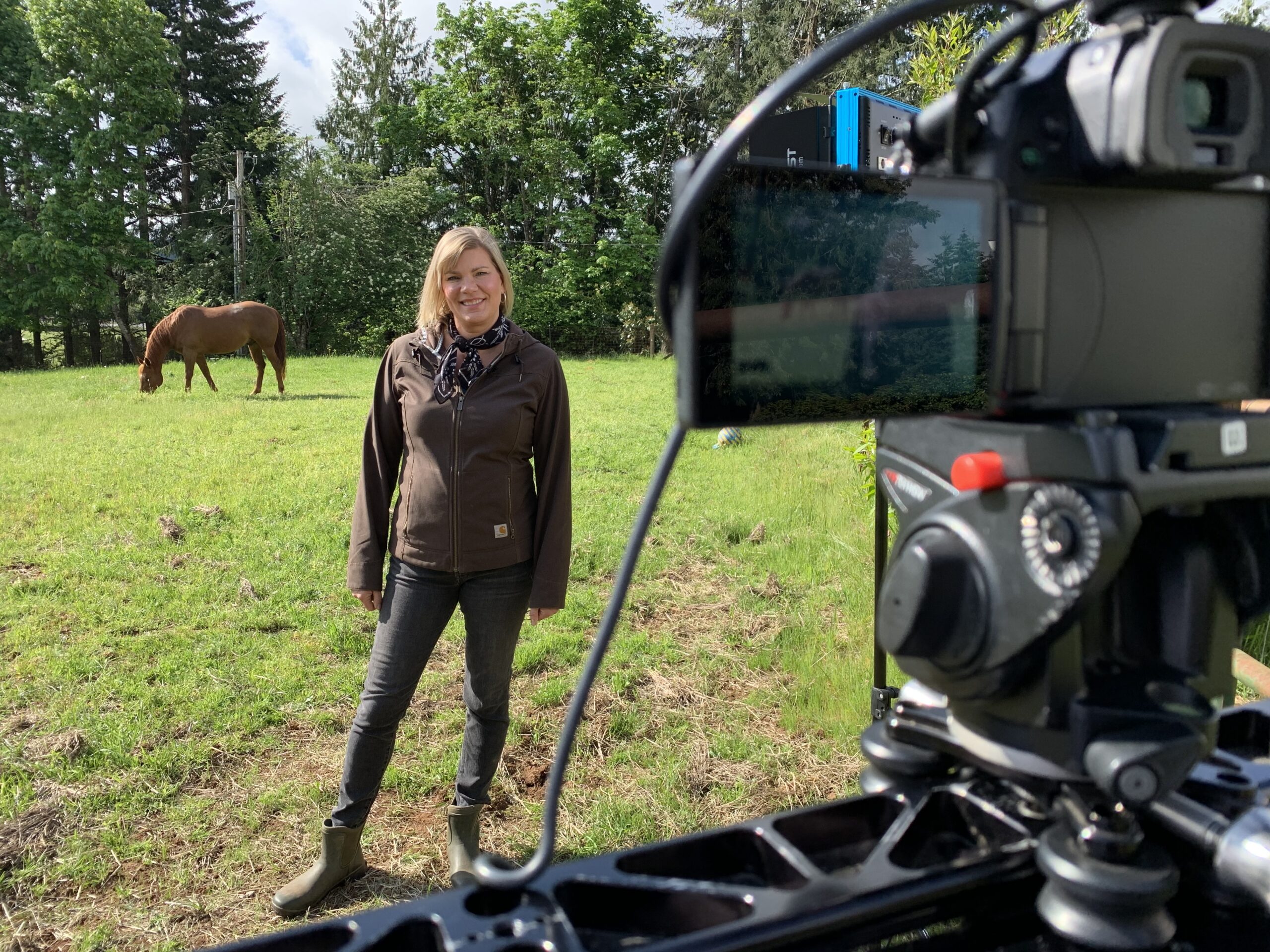 Jenne making horse videos – Clackamas Soil and Water Conservation District